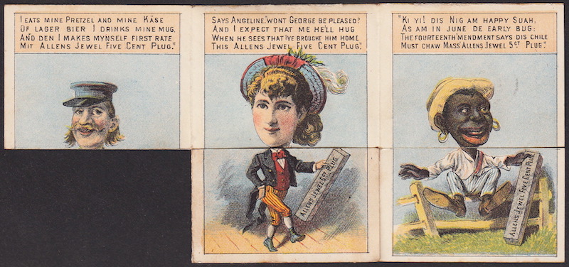 Racial Profiling in advertising trade card images degrade minorities