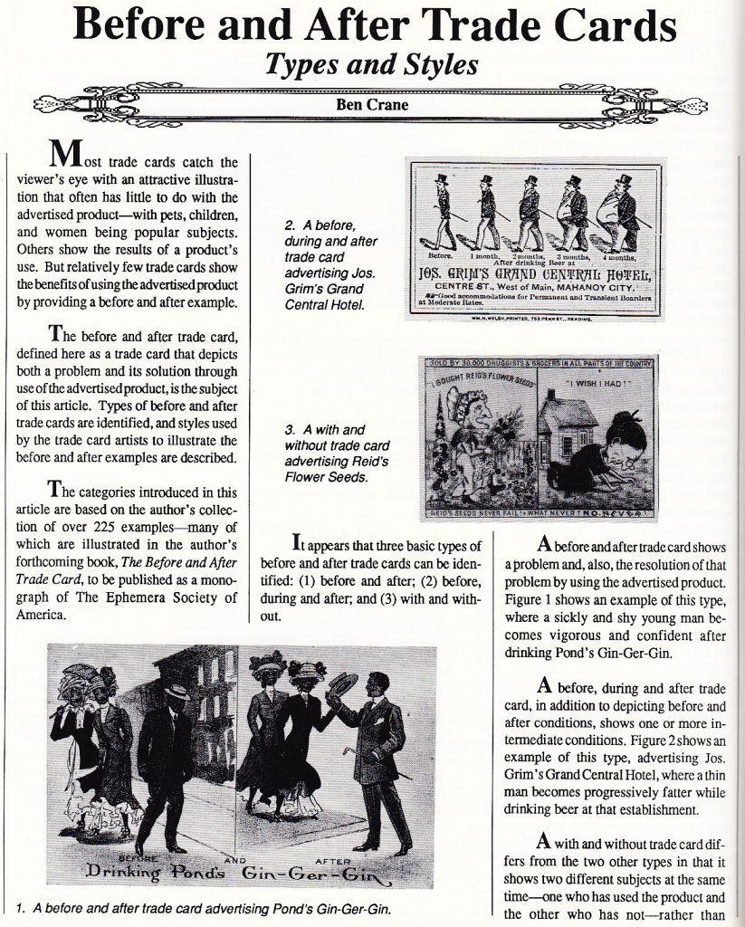 Before and After Trade Card Book about Advertising Cards by Ben Crane